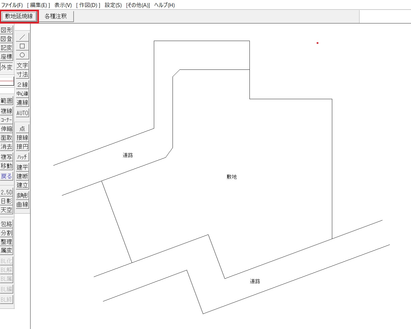 敷地と道路形状から延焼ラインを作図 – ADA